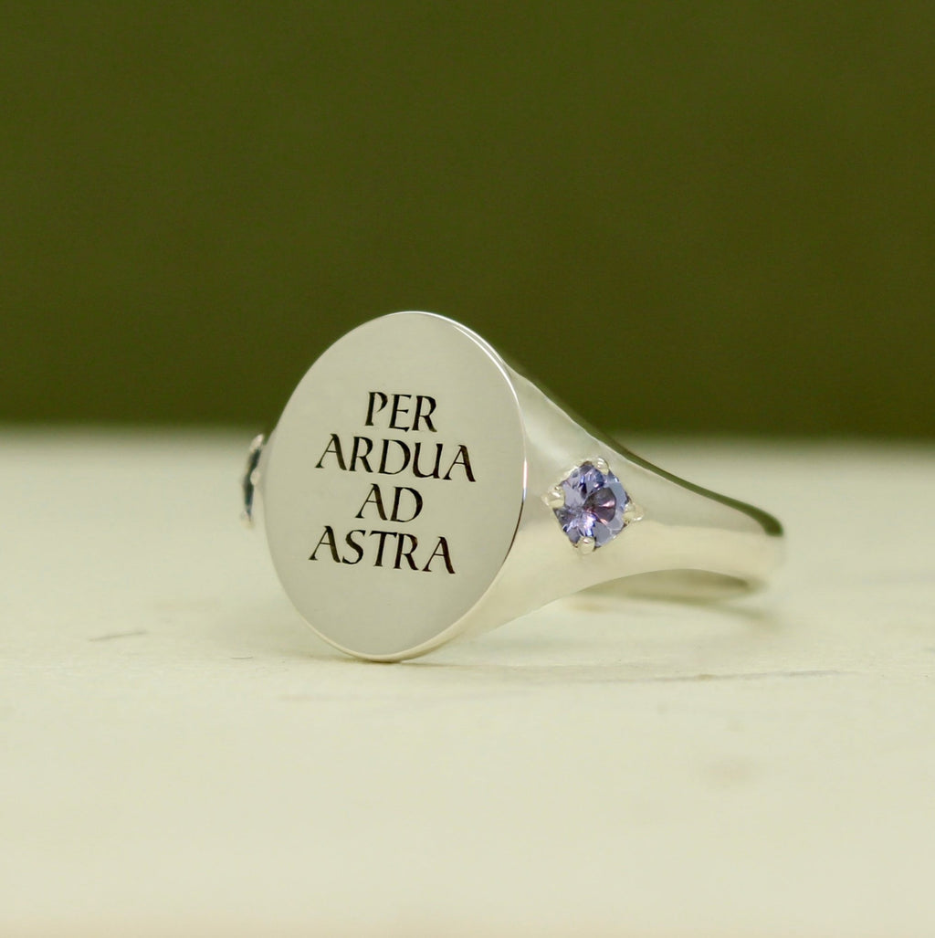 "Per Ardua Ad Astra" Engraved Signet Ring | Emily Proudfoot